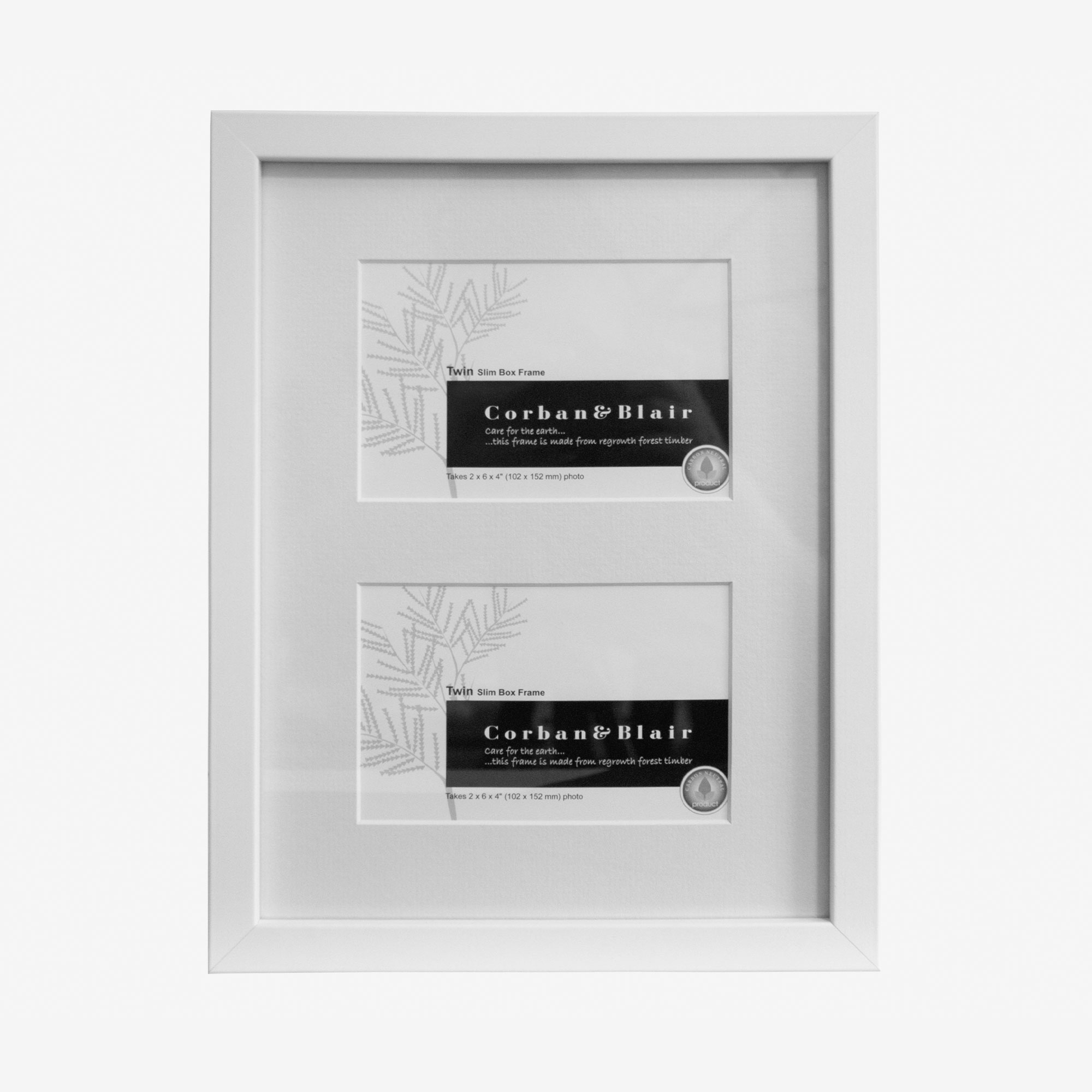 Twin Slim Box Frame with 6x4" mat - Corban & Blair