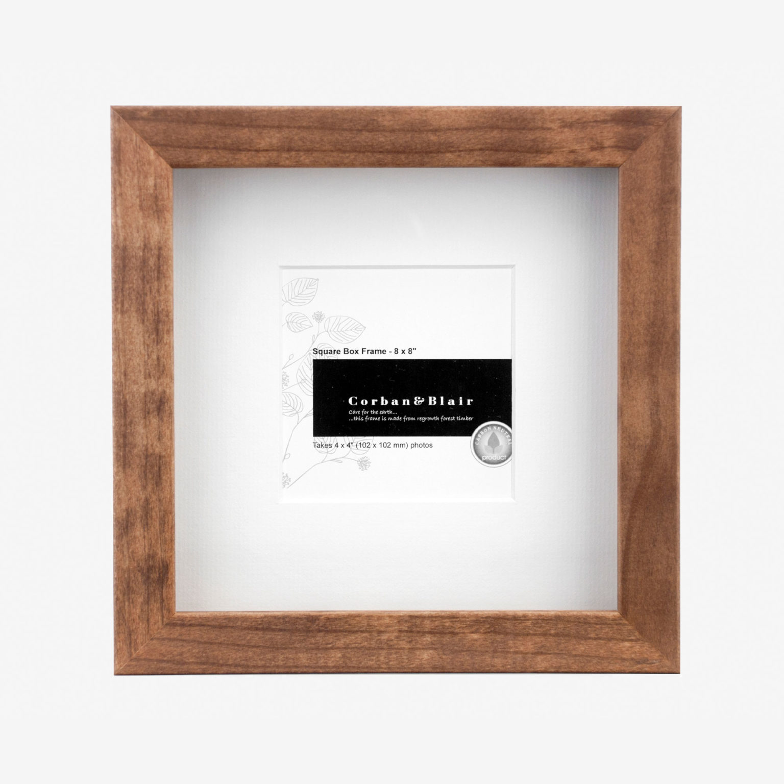 Box Frame 8x8" With 4×4″ Mat - Corban & Blair